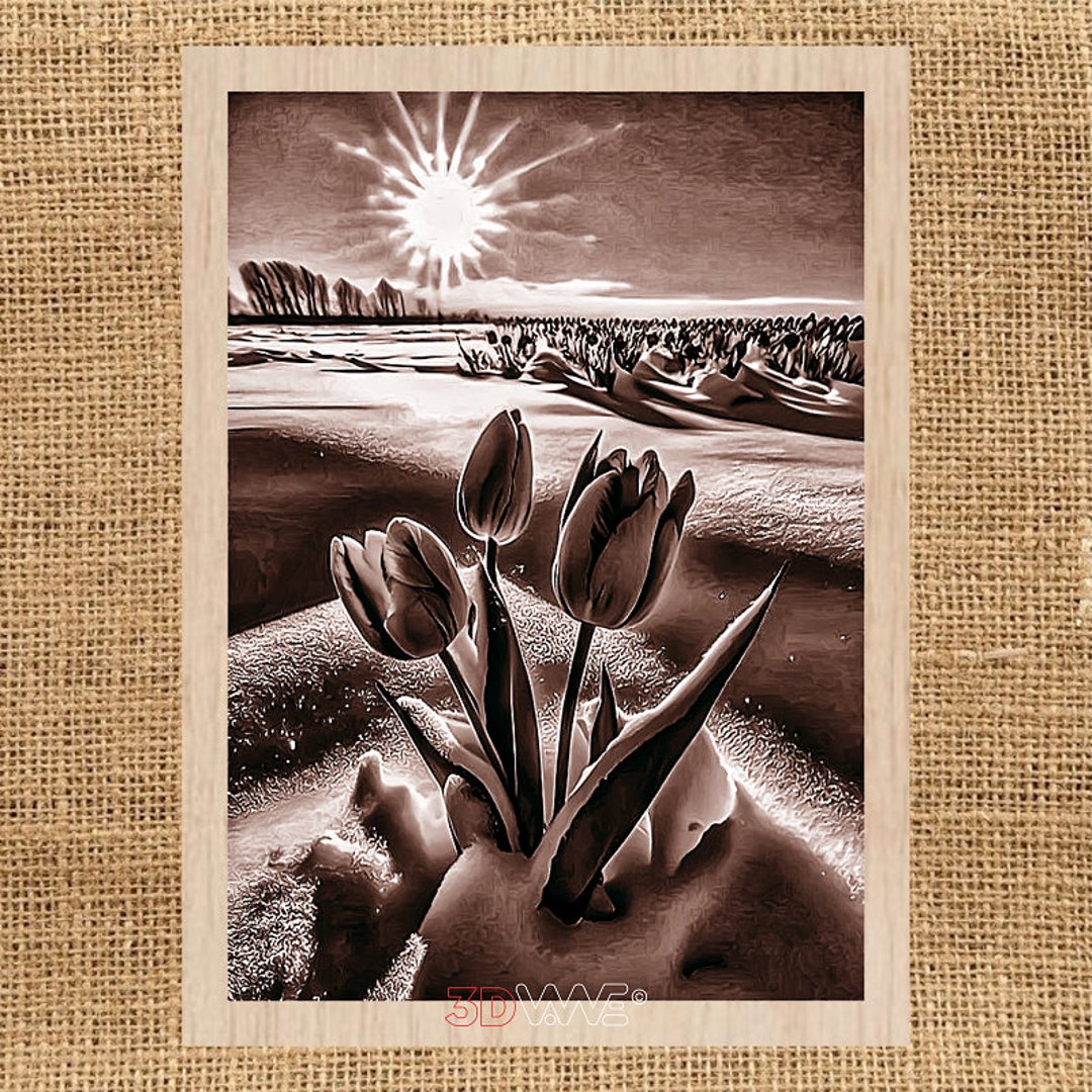 Tulip Flowers Laser File Laser Ready Files 3d Illusion File Digital ...