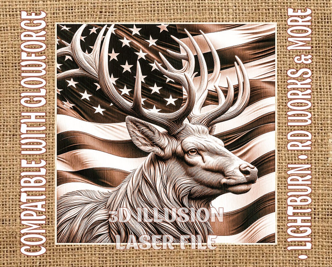 Laser Burn PNG 3D Illusion Wall Decor Deer Laser File Glowforge Digital ...
