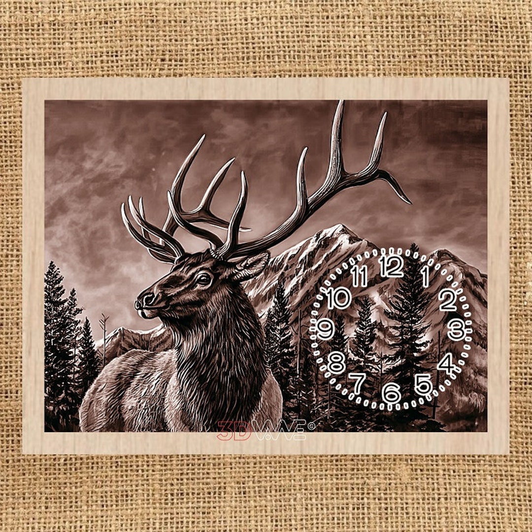 Deer Wall Clock Laser Files 3d Illusion Wood Engraving Digital Download ...