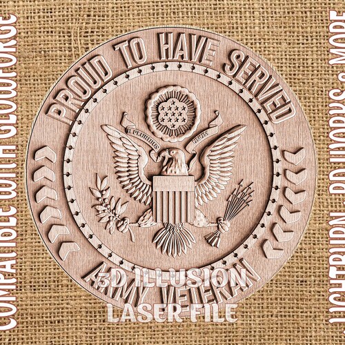 US Veteran Emblem Digital File 3D Illusion for Laser - Etsy