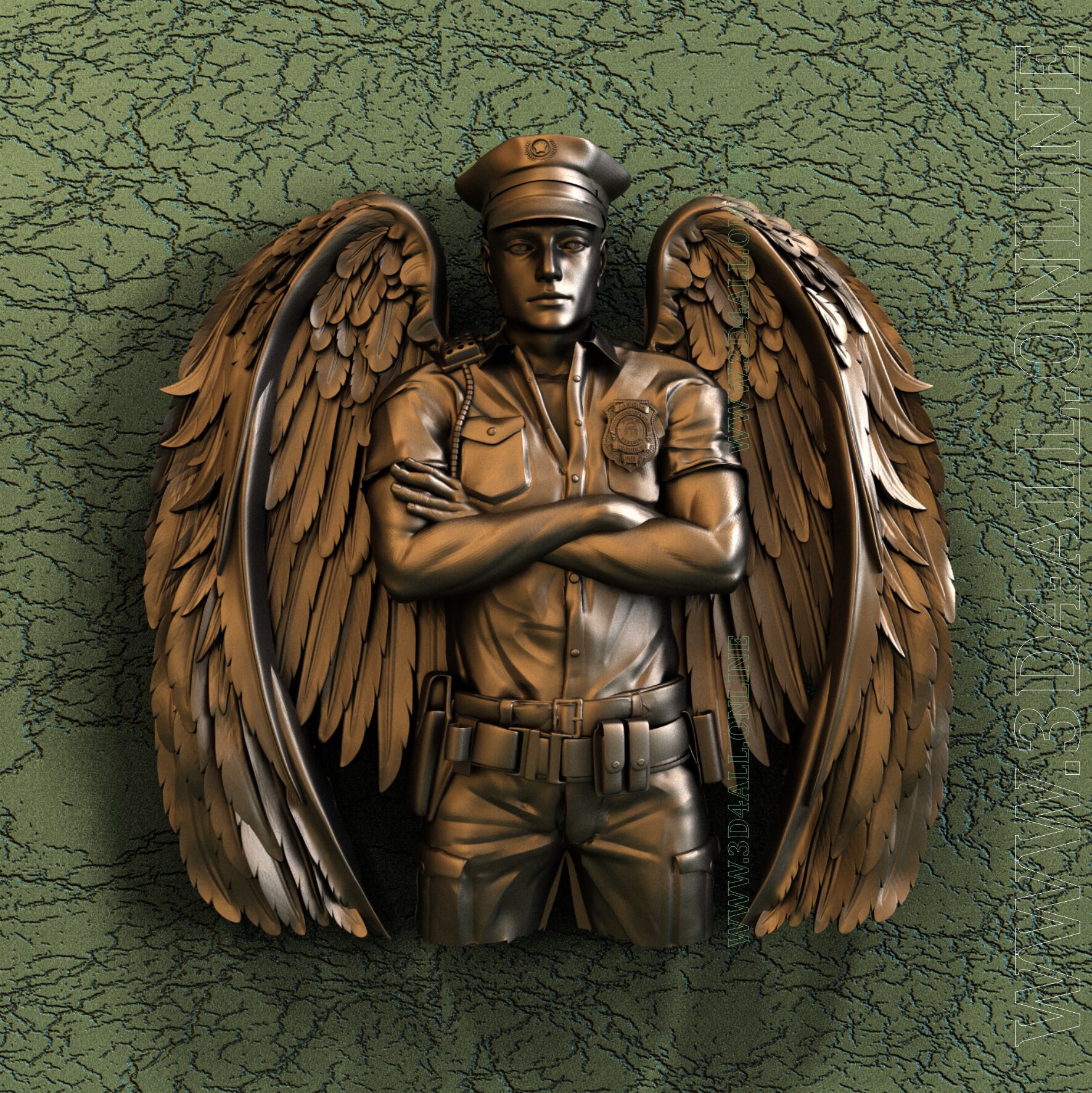 Angel cop 3d stl model for cnc Artcam Aspire Vectric | Etsy