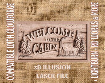 Digital Design File Cabin Welcome Sign Glowforge Laser - Etsy