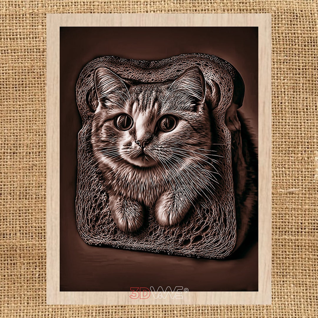 Cat Cat Bmp Cat Png Glowforge Wood Engraving 3D Illusion - Etsy