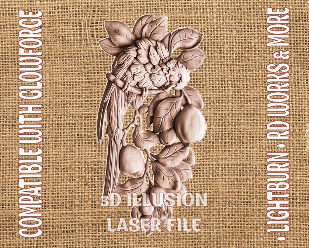 Parrot Digital Design File Glowforge Laser File Engrave Wood Engraving ...