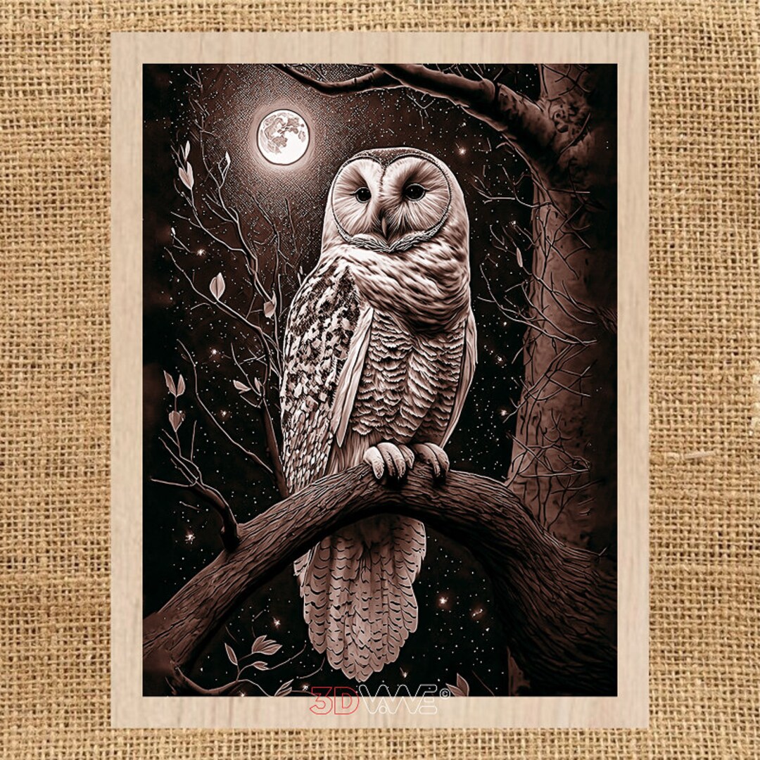 Owl, Wolf Svg, Wolf Png, Glowforge Wood Engraving 3D Illusion Digital ...