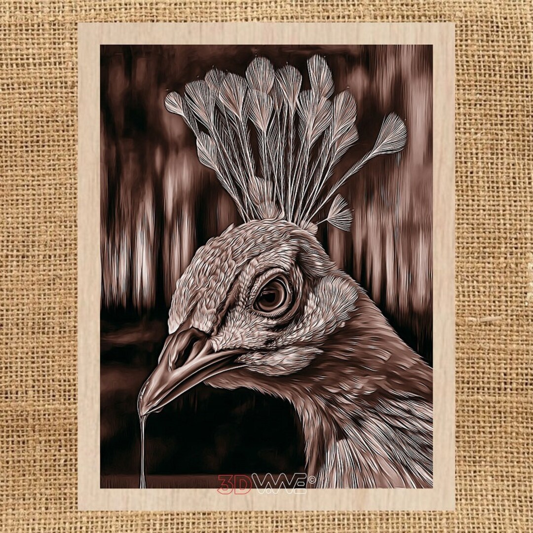Peacock Laser Burning Files Bird 3d Illusion Wood Engraving Digital ...