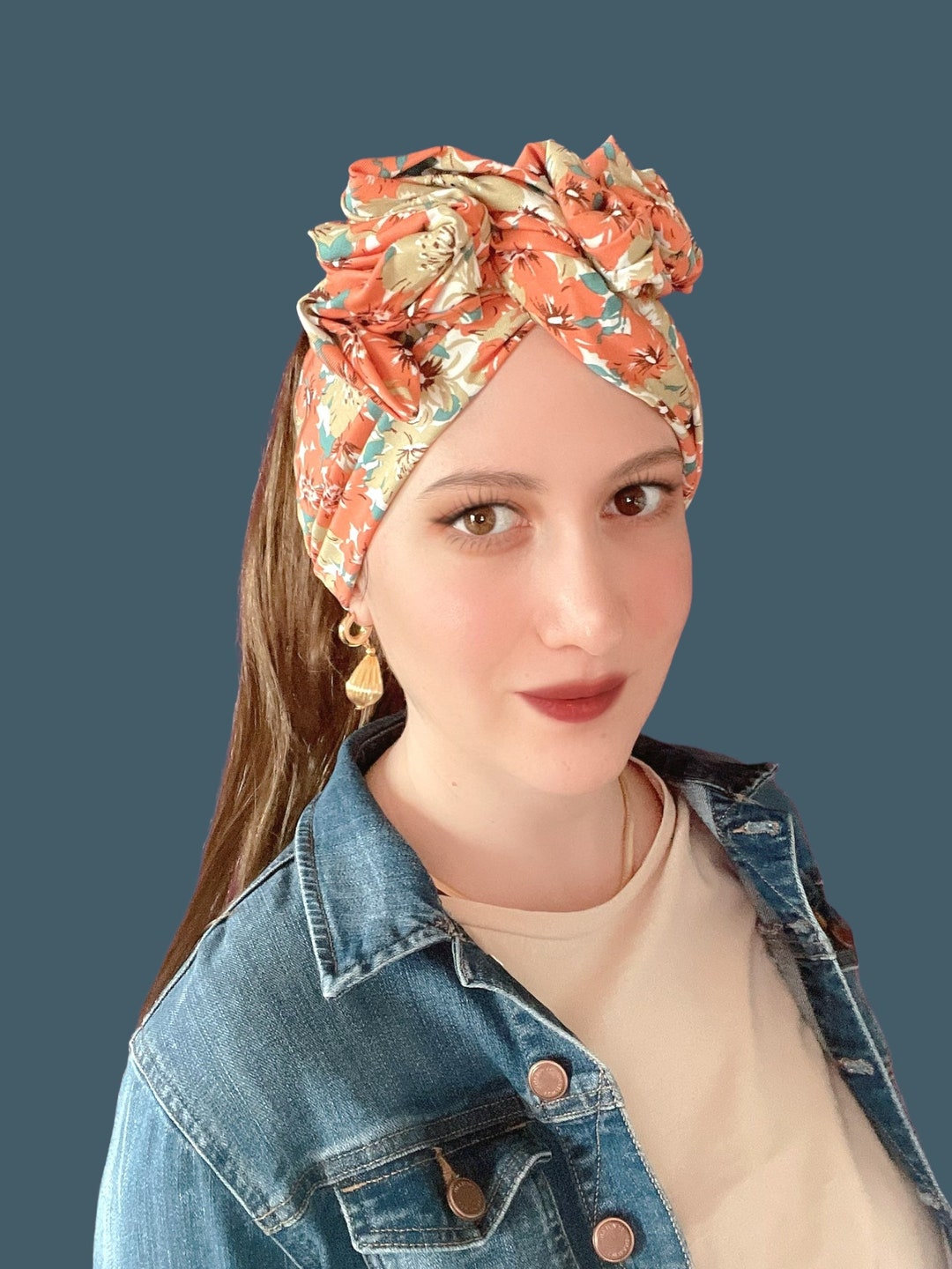 Retro Floral Headband, Boho Wire Headband, Long Wide Wired Headwrap ...