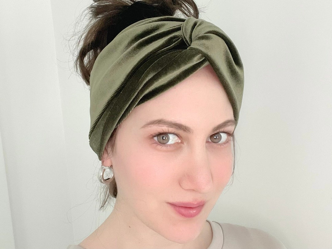 Velvet Khaki Twist Headband | Velour Turban | Thick Winter Headband ...