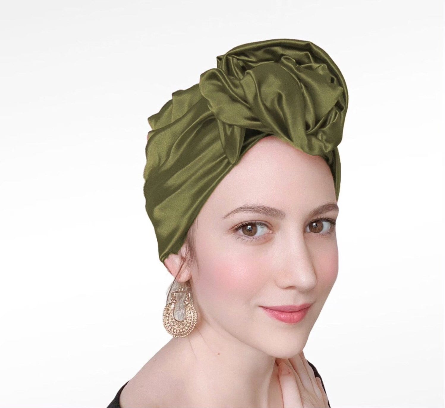Olive Satin Headwrap, Luxury Head Wrap Women, Satin Head Scarf, Satin ...