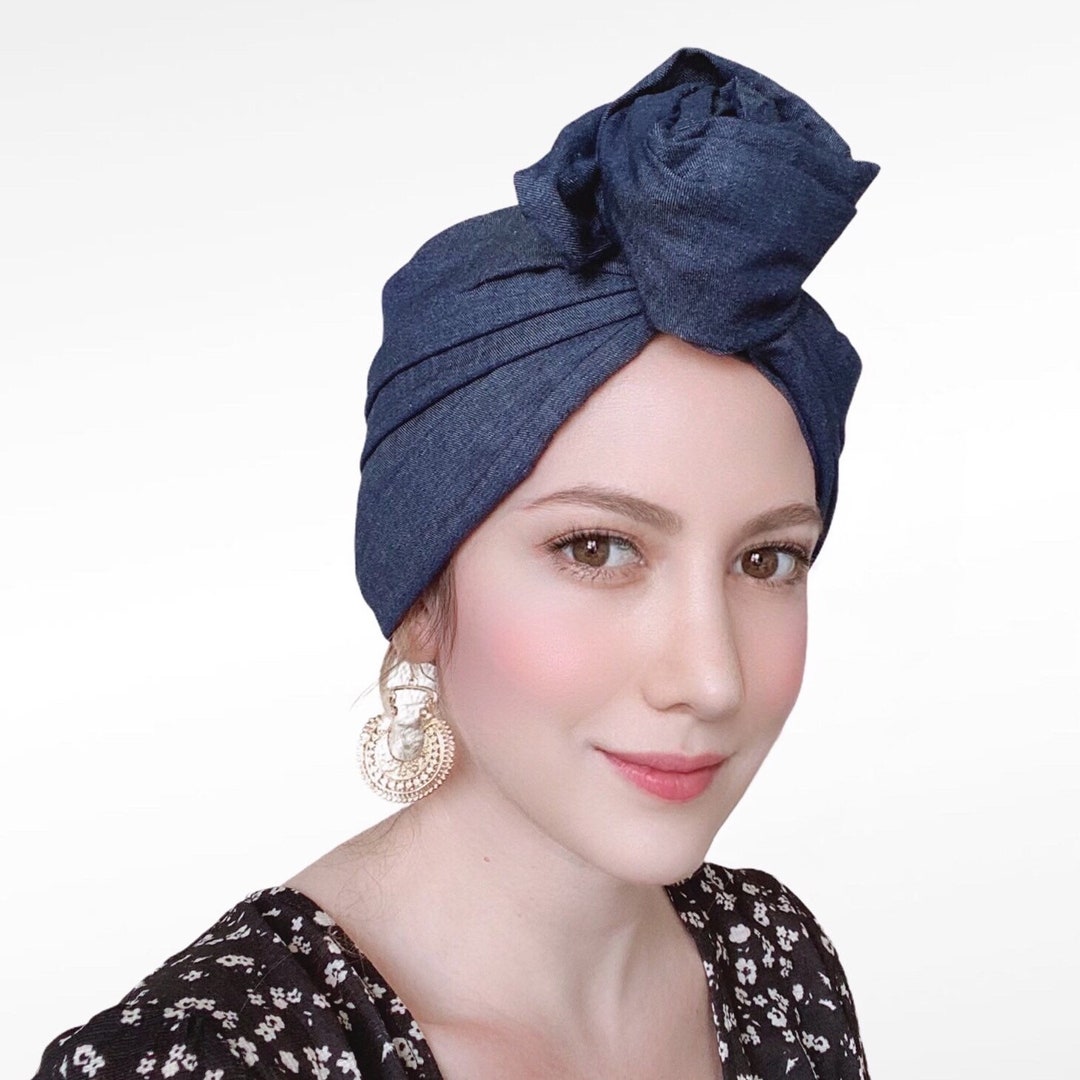 Denim Headwrap for Women, Boho Style Head Wrap, Wired Headband, Retro ...