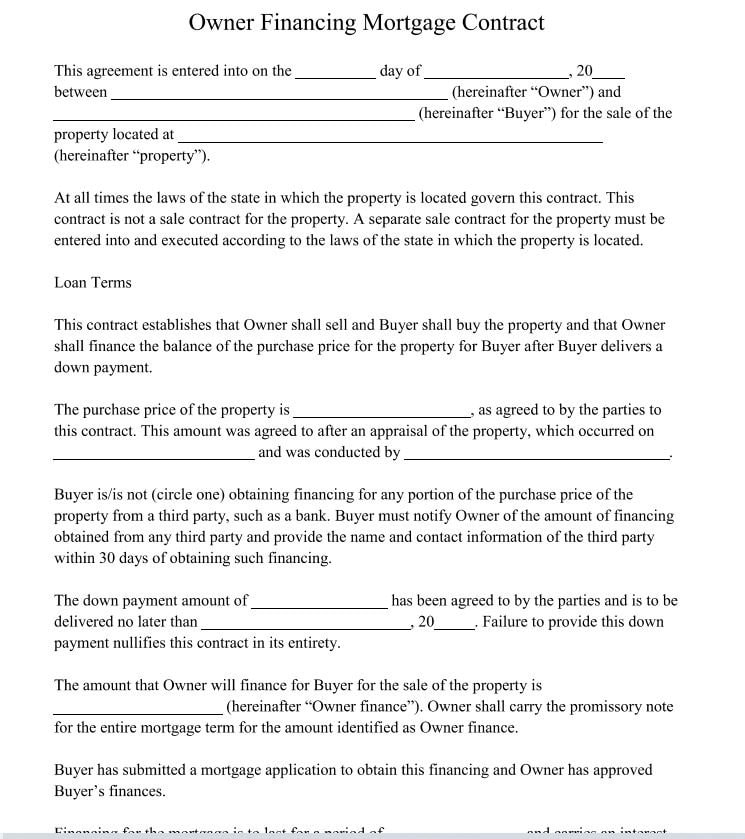 Owner Finance Agreement Template