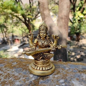 Saraswati Statue Brass Saraswati Idol Veena Saraswati Goddess of ...