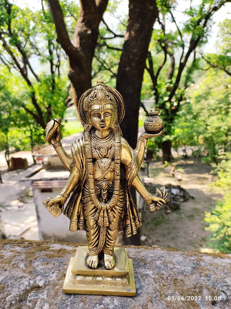 Brass Dhanvantari Statue 26 CM Ayurveda God Lord Dhanvantary - Etsy