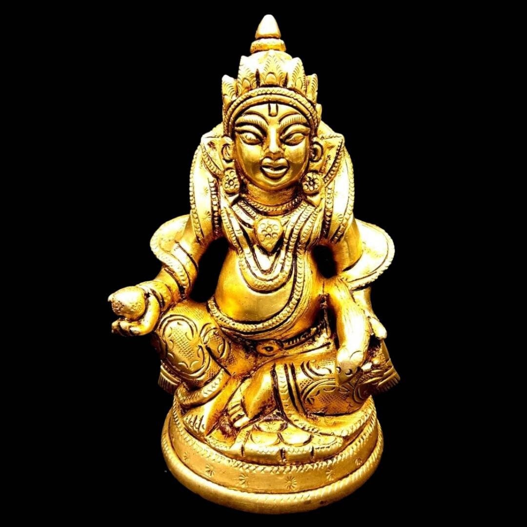 Kuber Maharaj Idol, Brass Kuber Statue. 12.cm Kuber Statue, Sitting ...