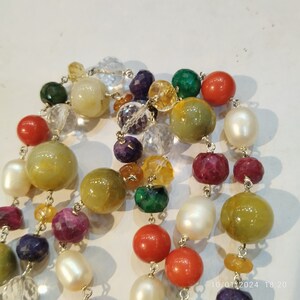 Pleasing Navratan Energy Mala 925 Silver Necklace, Nine Gems Mala Beads ...