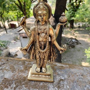 Brass Dhanvantari Statue, 26 CM Ayurveda God, Lord Dhanvantary Statue ...