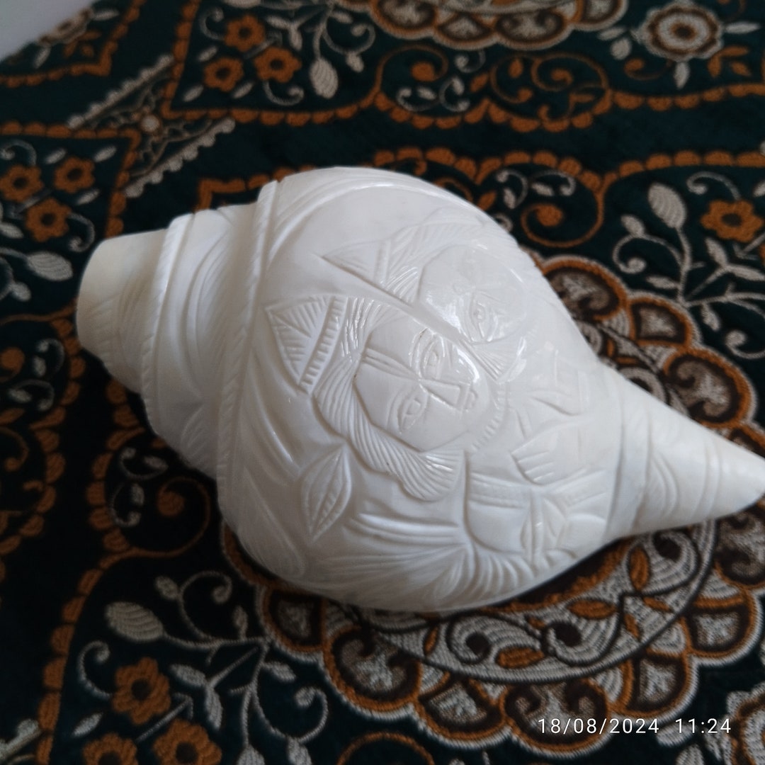 Lord Radha Krishna Conch Shell Sankha Hand Carved 7.5 Inach - Etsy