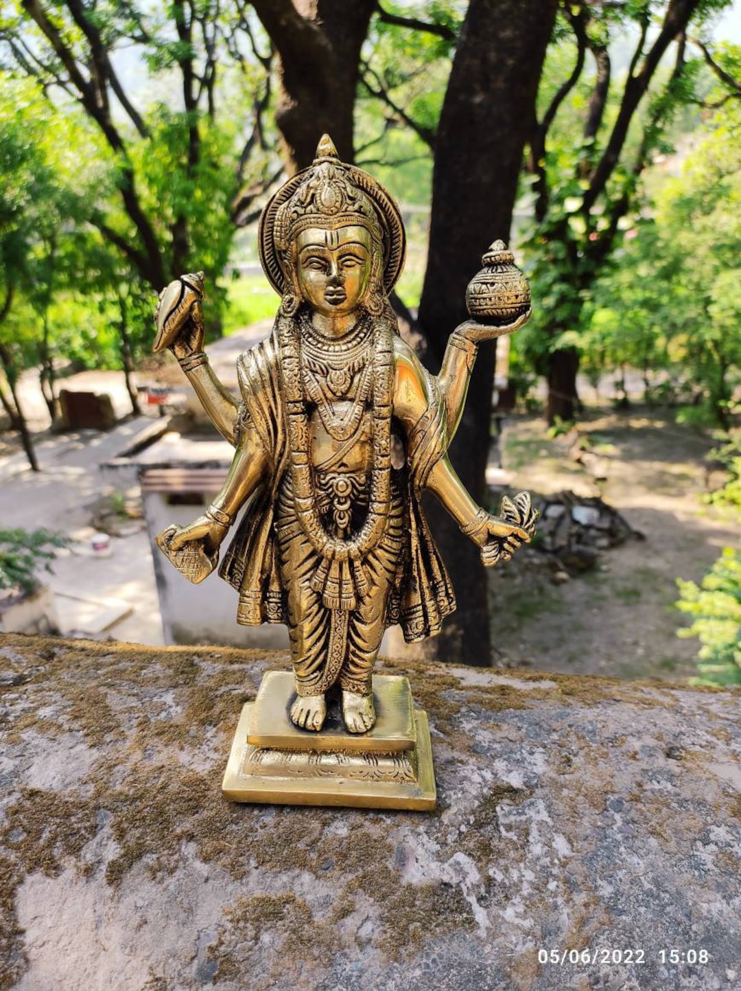 Brass Dhanvantari Statue, 26 CM Ayurveda God, Lord Dhanvantary Statue ...