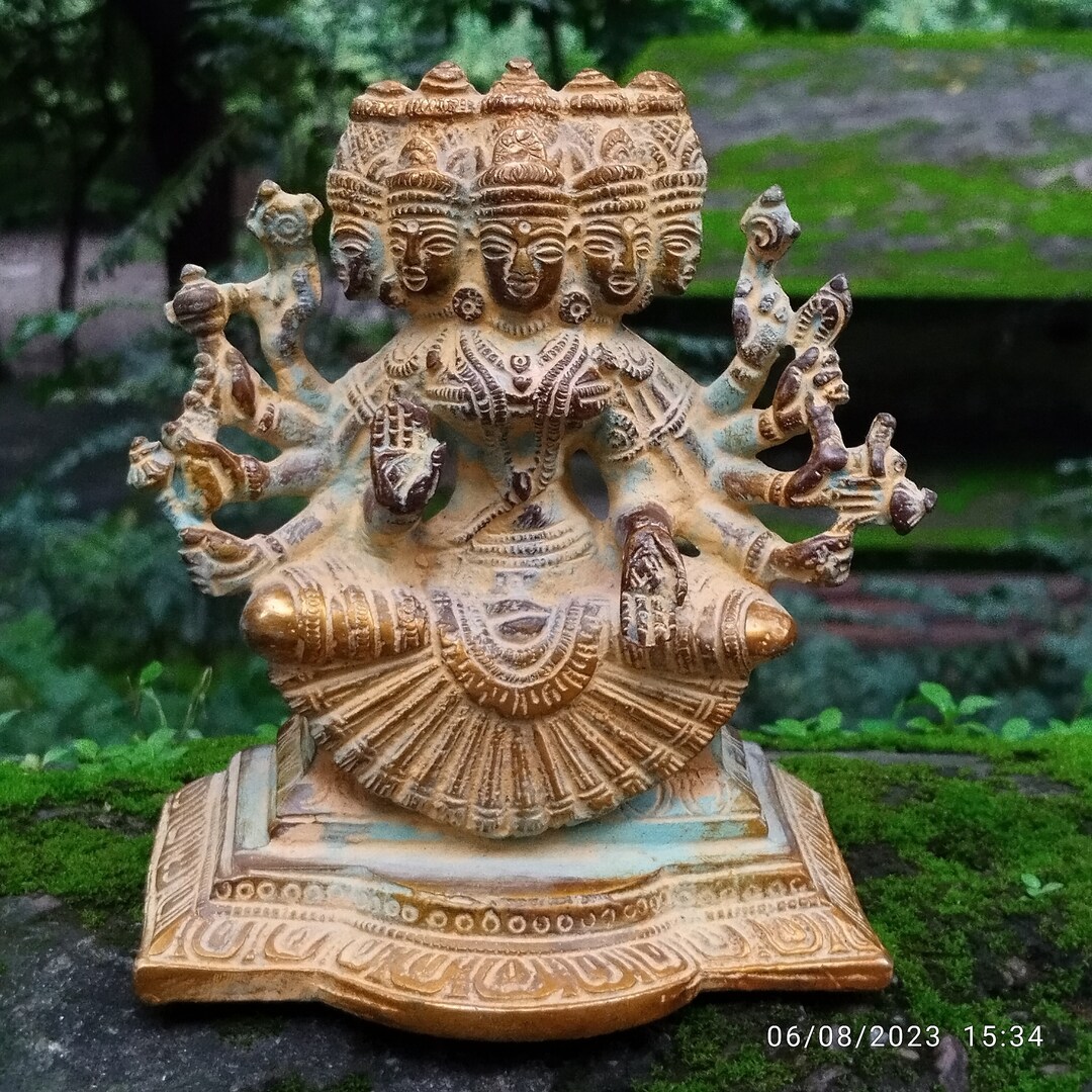 Gayatri Statue, 13 Cm Hand Painted Barss Murti Goddess Gayatri Idol ...