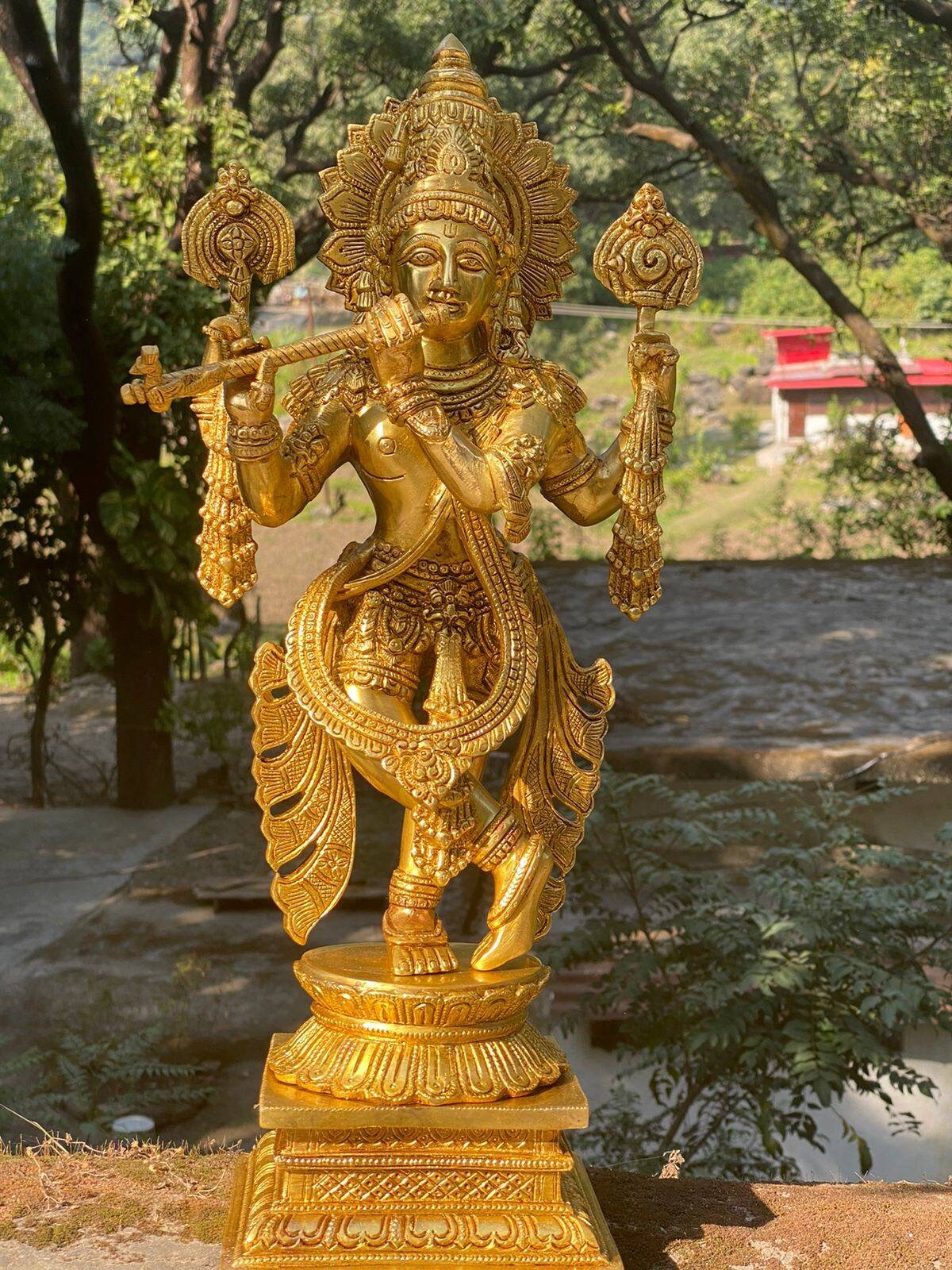 Krishna Statue in Brass 50.CM Big Large Size Krishna Brass - Etsy