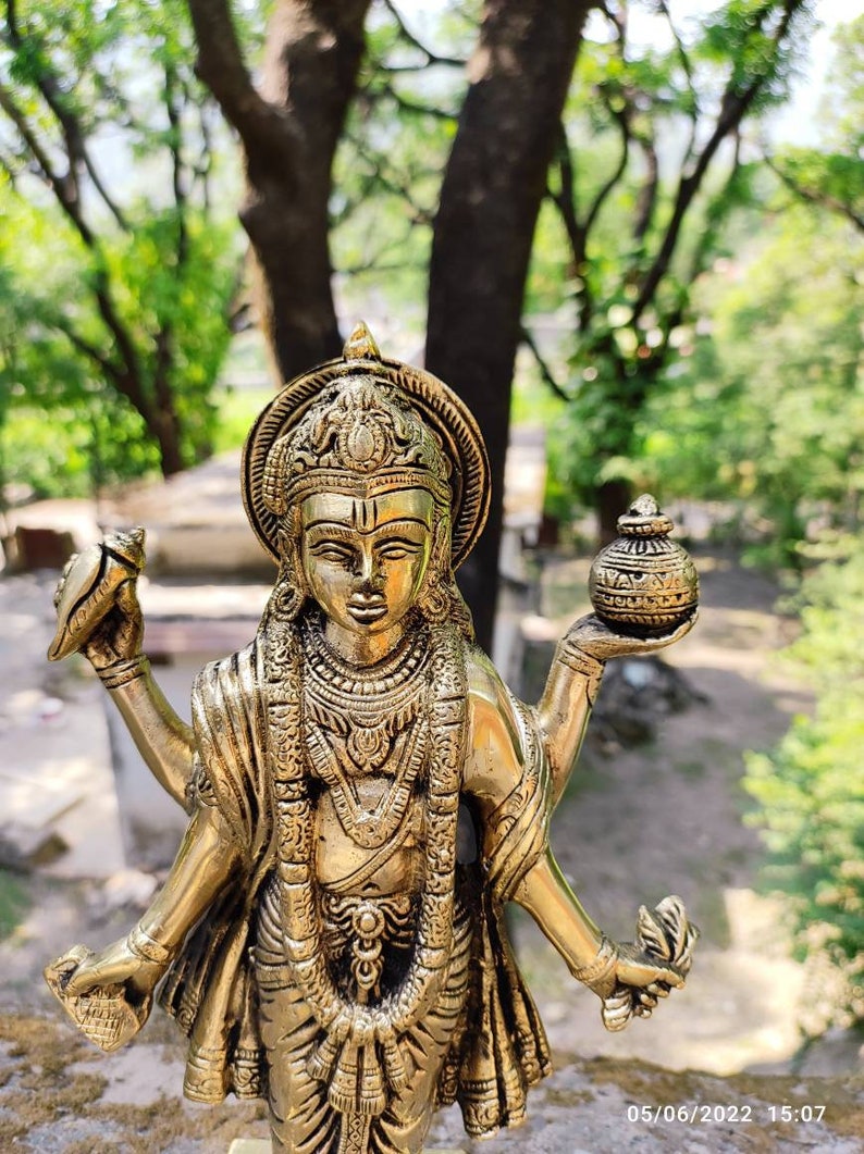 Brass Dhanvantari Statue 26 CM Ayurveda God Lord Dhanvantary - Etsy