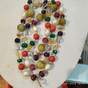 Pleasing Navratan Energy Mala 925 Silver Necklace, Nine Gems Mala Beads ...