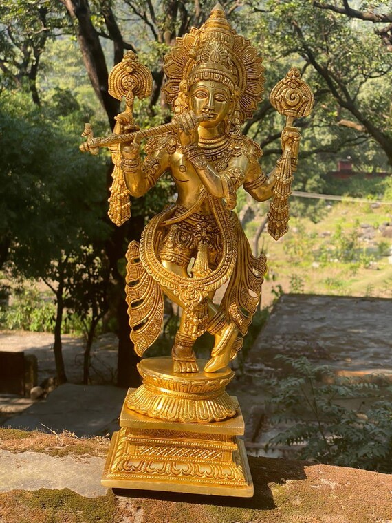 Krishna Statue in Brass 50.CM Big Large Size Krishna Brass - Etsy