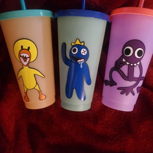 Rainbow Friends Personalized Reuseable Cups 24 Oz With Lid and Straw - Etsy