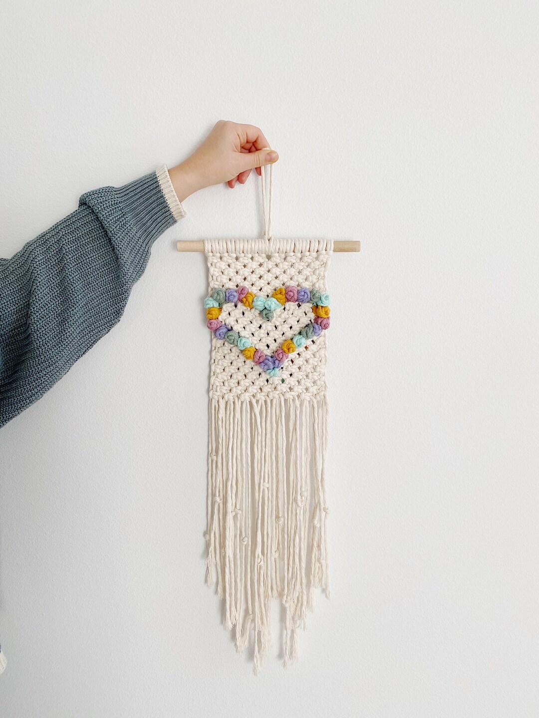 Handcrafted Heart Macrame Wall Hanging, Gift for Her, Boho Valentines Decor, Macrame Gift ...