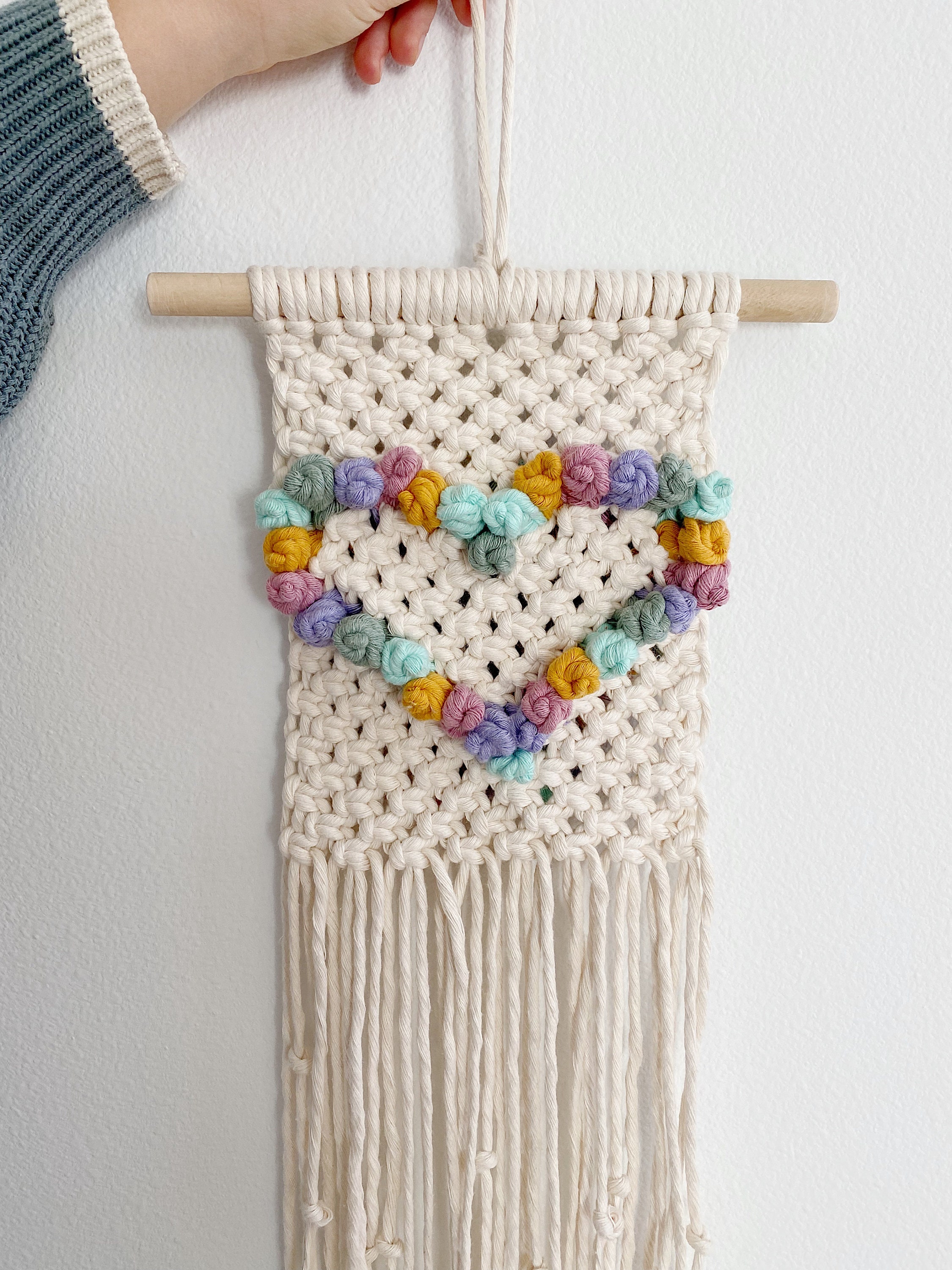 Handcrafted Heart Macrame Wall Hanging, Gift for Her, Boho Valentines Decor, Macrame Gift ...
