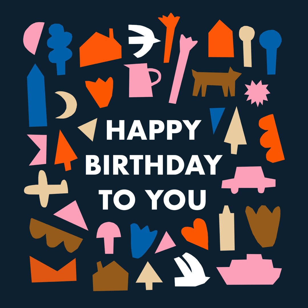 Happy Birthday Square Greetings Card - Etsy