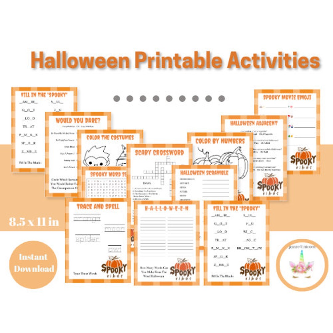 Halloween Activity Bundle: 12 Printable Games for Kids (PDF Download ...