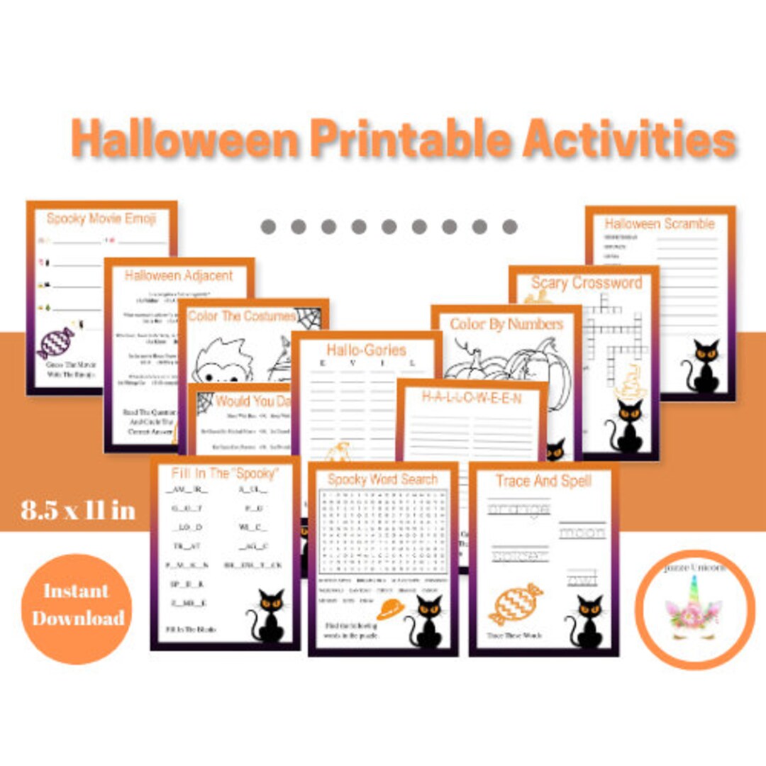 Halloween Activity Bundle: 12 Kids Games, Printable Party Activities ...