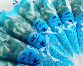 Personalised Pre Filled Halal Blue Sweet Cones Bridal Shower Birthday ...