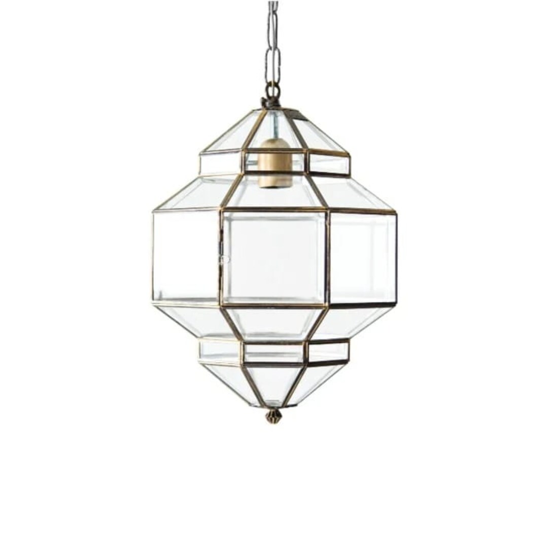 Transparent Glass Pendant Light With Brass Frame, Elegance Glass ...