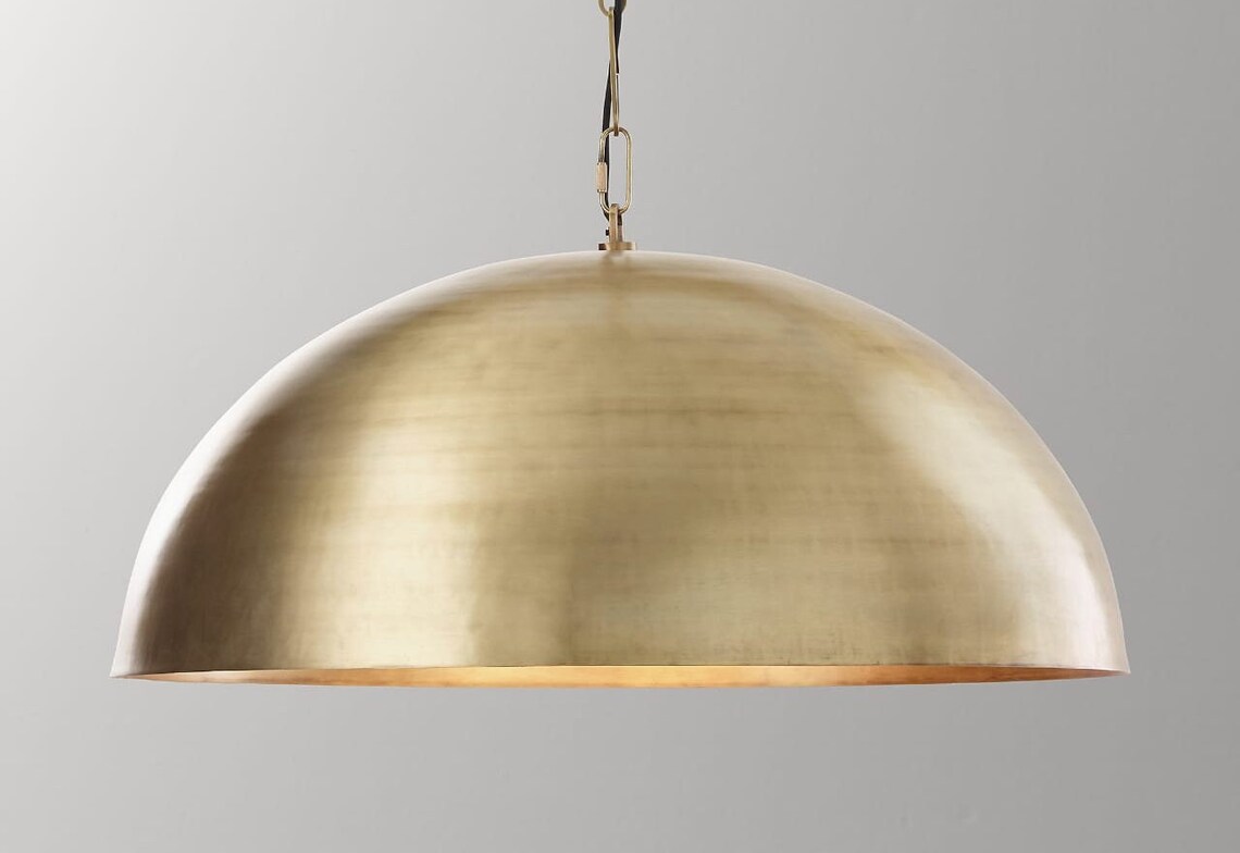Brass Pendant Lightbrass Dome Kitchen Light Antiqued Gold - Etsy