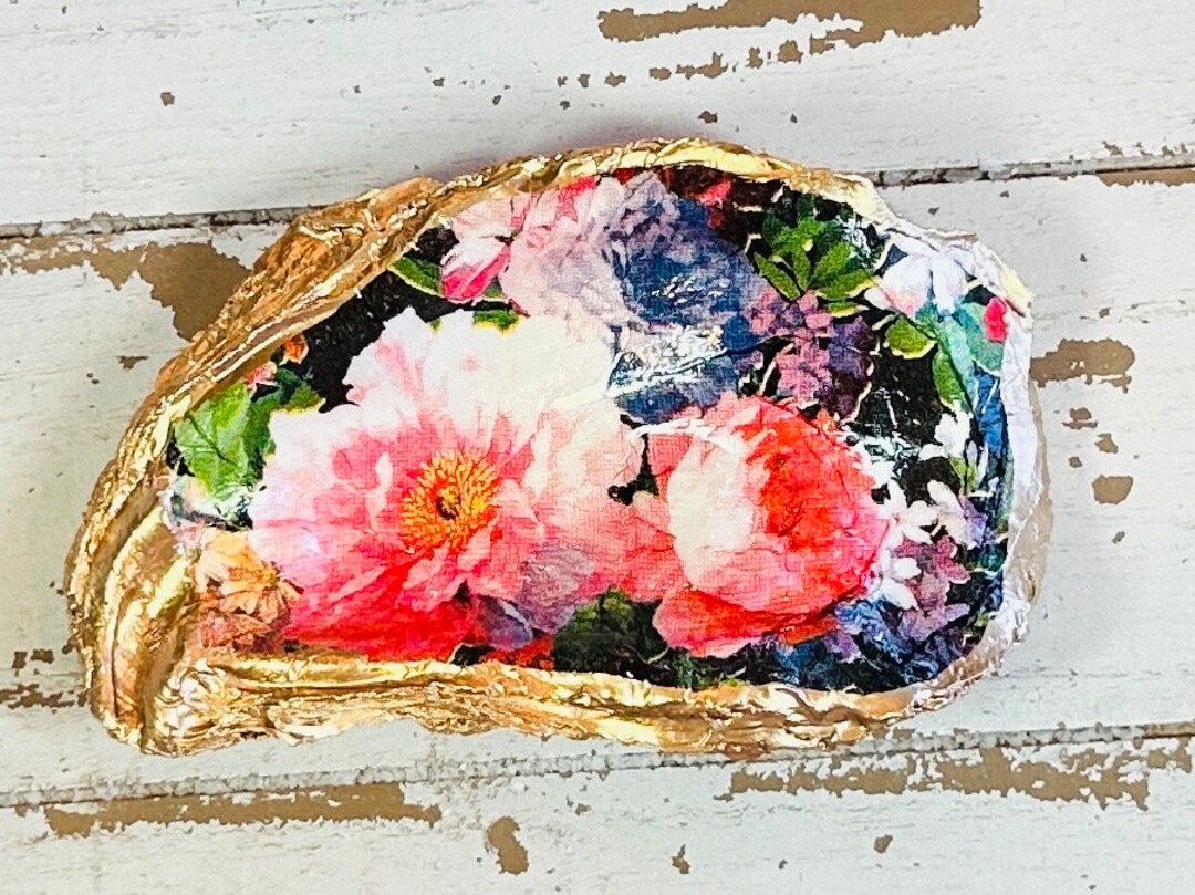 Decoupage Oyster Shell, Jewelry Dish, Unique Gift From Ocracoke Island ...