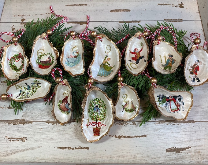 Oyster Shells 12 Days of Christmas Ornamentsoyster Shell Ornament Shell ...