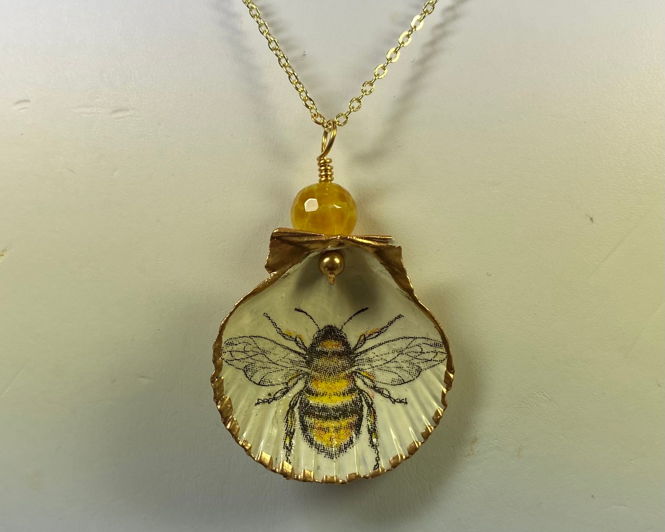 Decoupaged Scallop Shell on Chain - Etsy