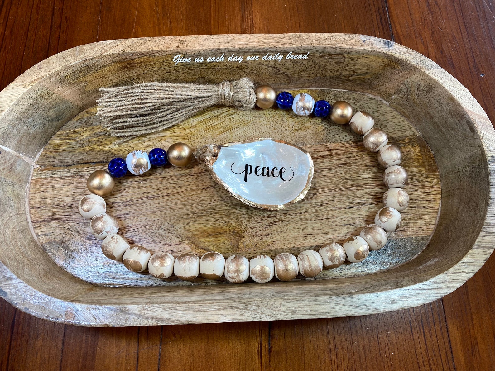 Oyster Shell Blessing Beads: Coastal Decor Garland With Tassel - Etsy