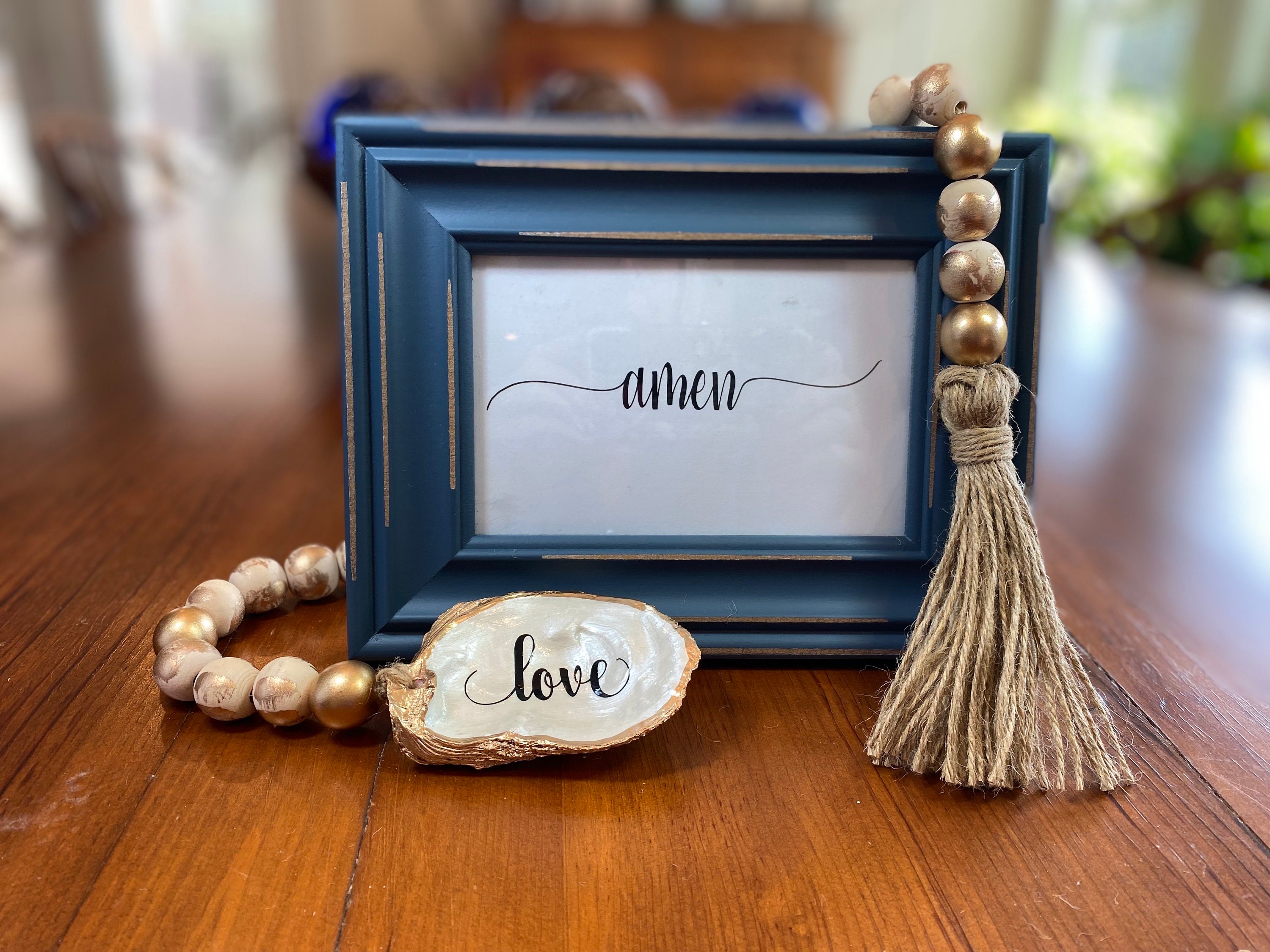 Oyster Shell Blessing Beads: Coastal Decor Garland With Tassel - Etsy