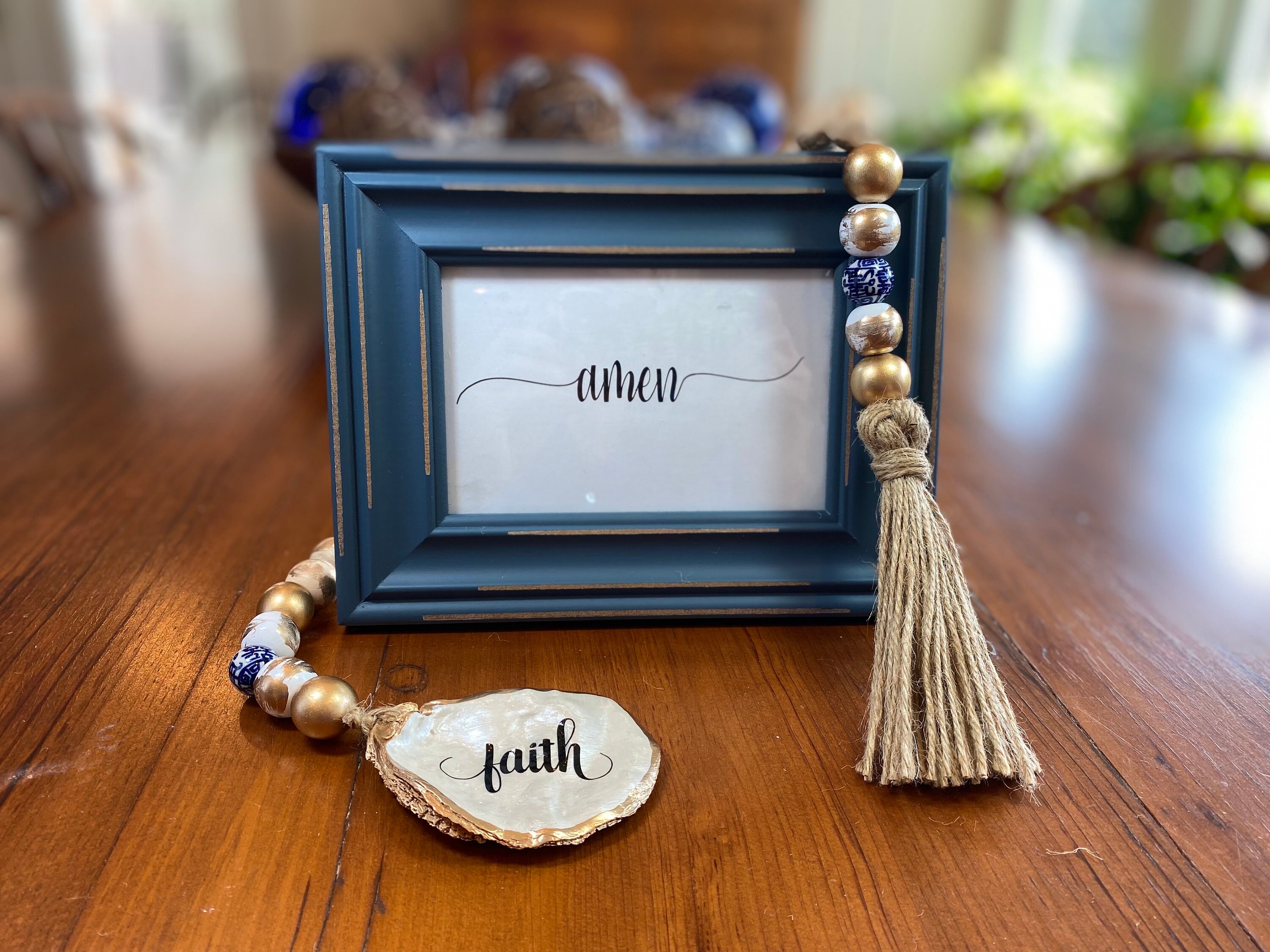 Oyster Shell Blessing Beads: Coastal Decor Garland With Tassel - Etsy