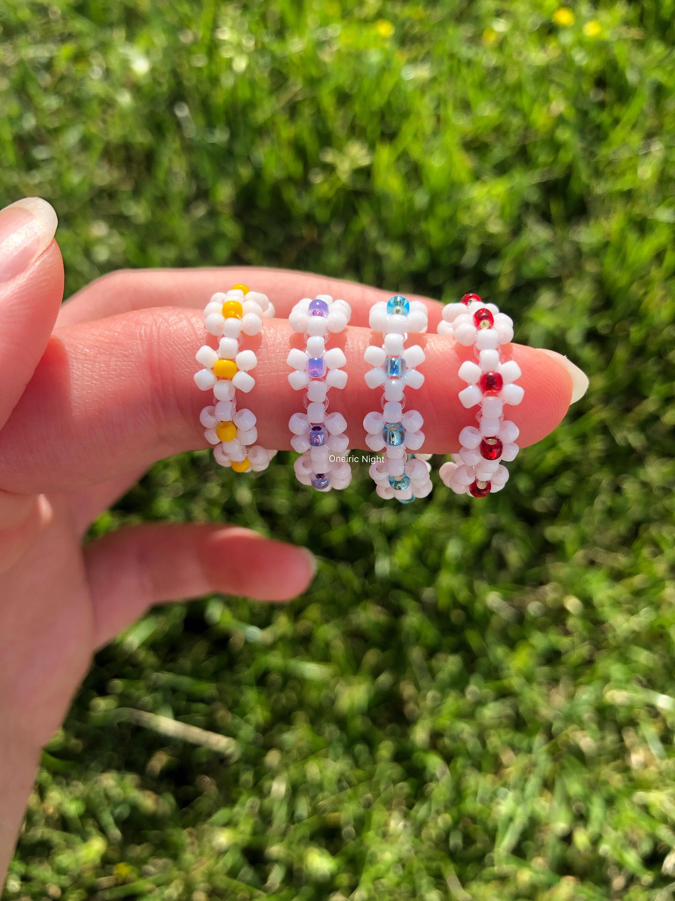 Daisy Bead Rings // Beaded Rings // Cute and Dainty // Perfect | Etsy