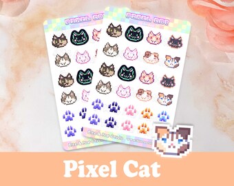 Pixel Cat Sticker - Etsy