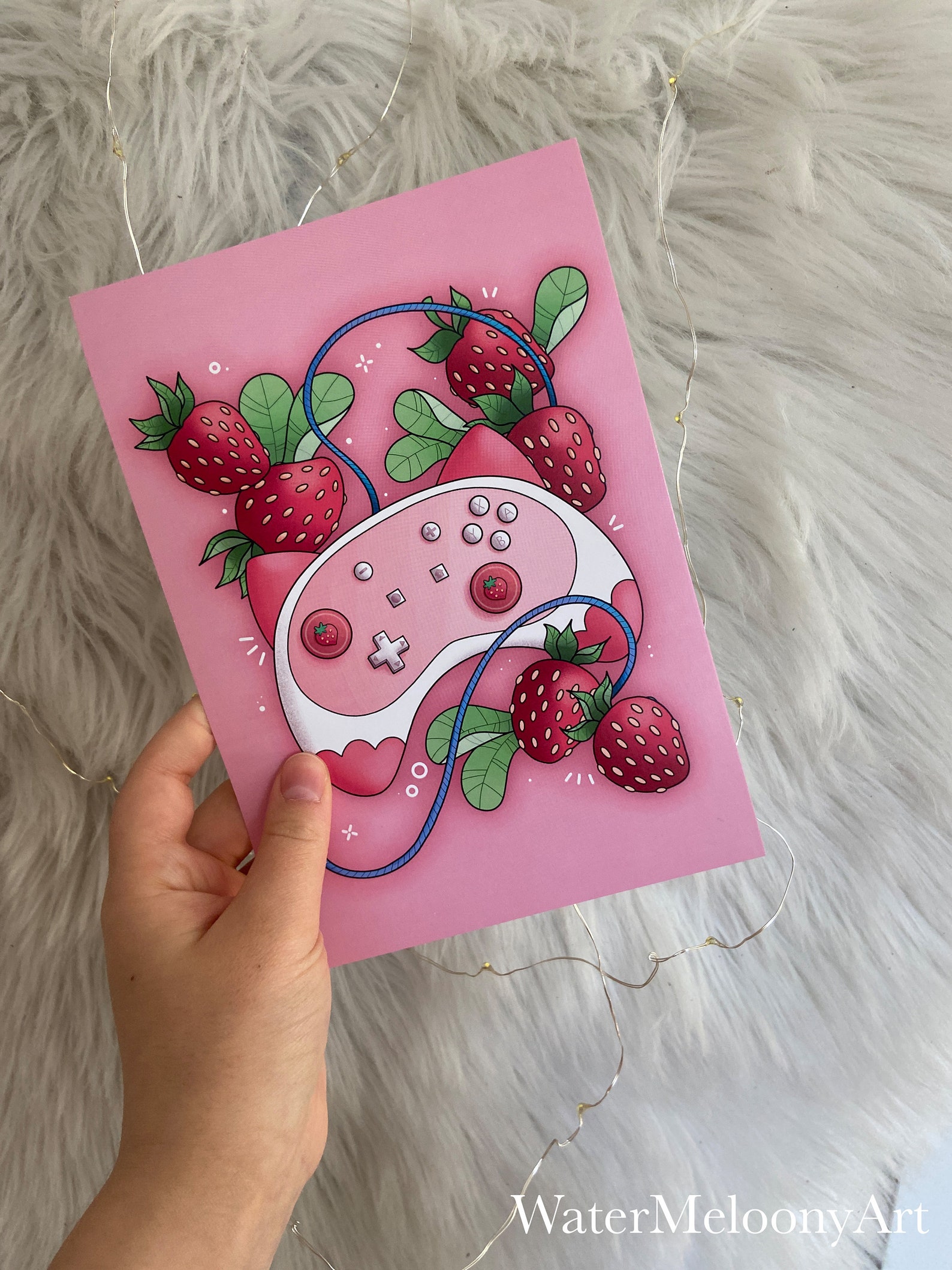 Switch Pro Controller Art Print Strawberry Gaming - Etsy