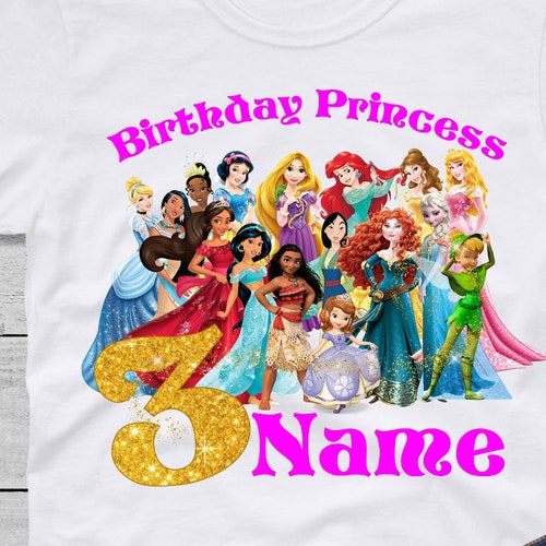 Disney Princess Family Birthday Shirts Disney Princesses - Etsy