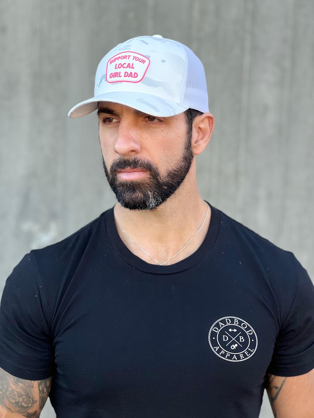 Support Your Local Girl Dad FLEXFIT Patch Hat (multicam White ...