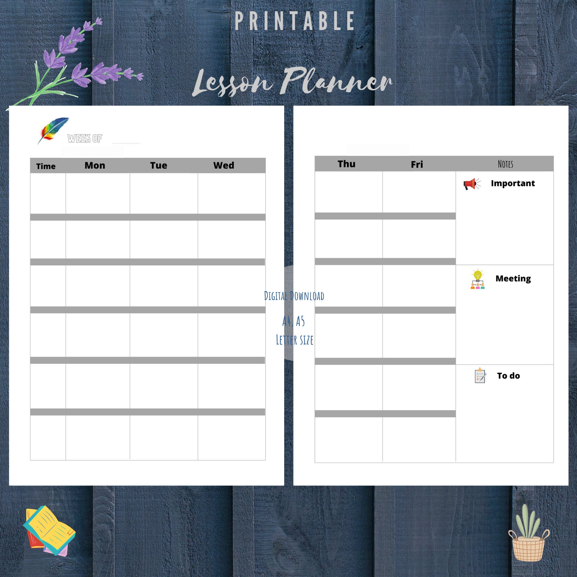 Free printable teacher weekly lesson planner - realtimebillo