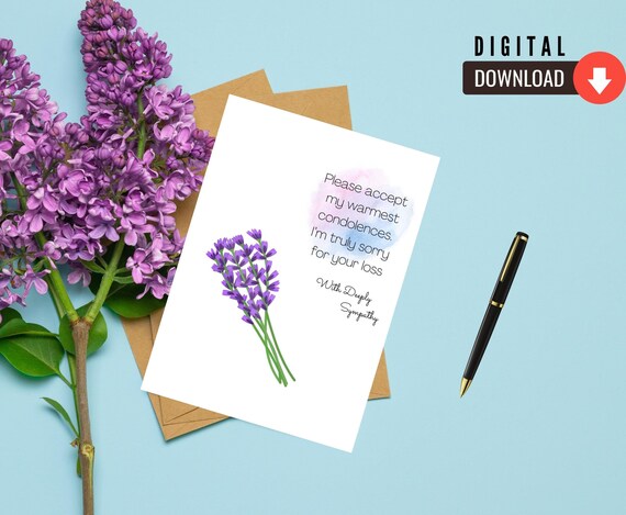 Printable Sympathy Card Sad Card Condolence Card Funeral | Etsy