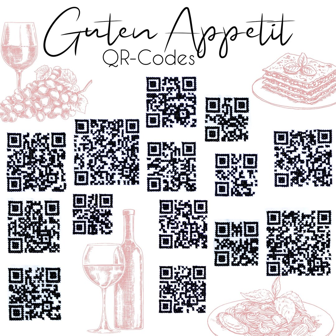 Embroidery File QR Code Set Bon Appetit - Etsy